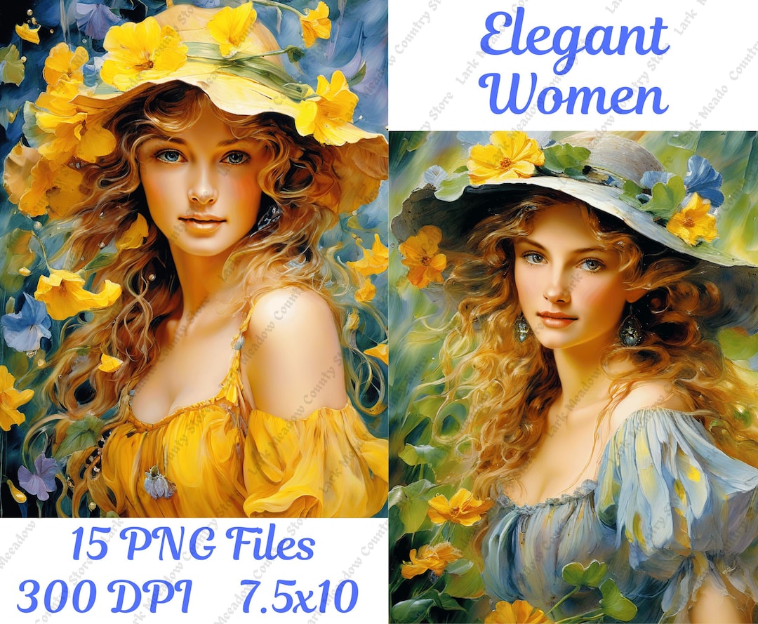 Beautiful Women Clipart, Elegant Women, Wall Art, Women Clipart, PNG Files, Commercial Use - Etsy