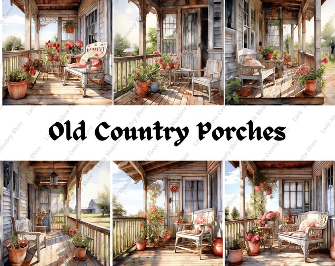 Watercolor Old Country Porches, Porch Clipart, Country Porch ...
