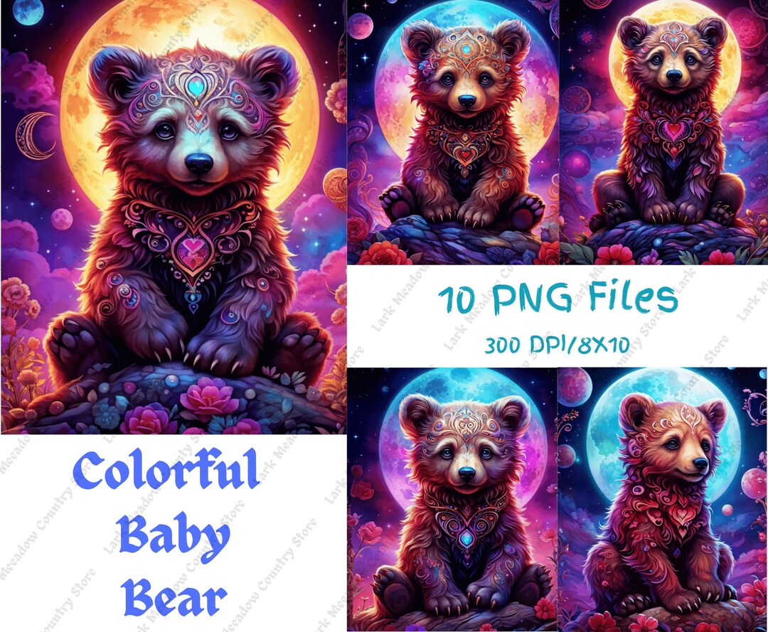 Bear Cub Clipart, Baby Bear Clipart, Colorful Baby Bear Clipart, Bears ...