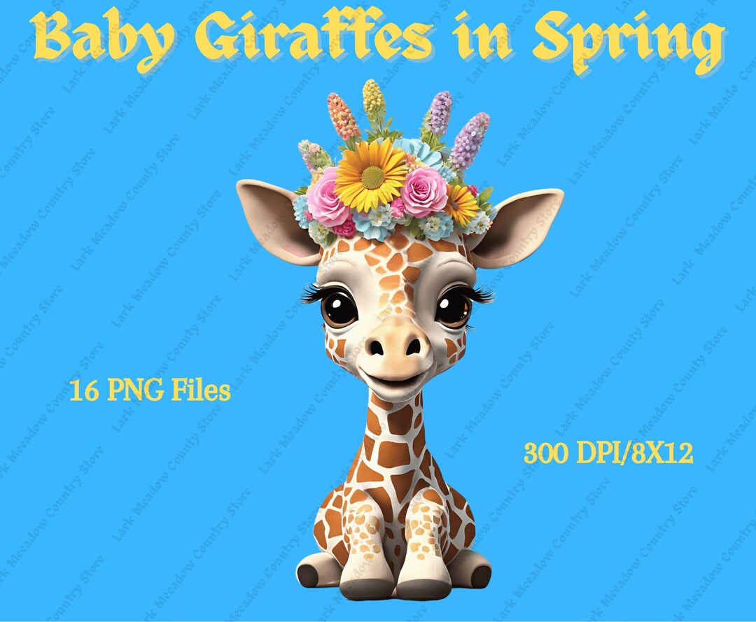 Baby Giraffes in Spring, PNG Files, Commercial Use - Etsy
