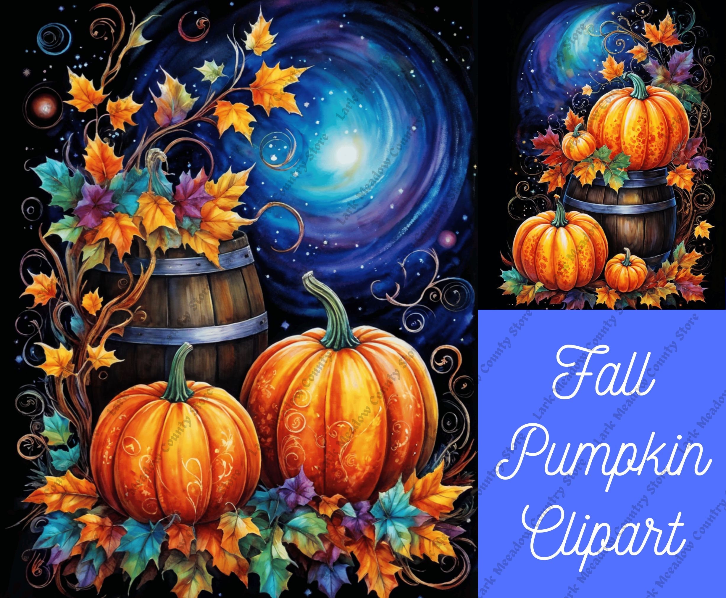 Autumn Clipart, Pumpkin Clipart, Fall Clipart, PNG Files, Commercial ...