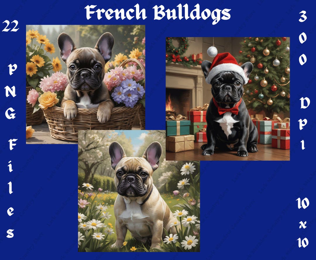 French Bulldogs Clipart, Spring Frenchies, Christmas Holiday French ...