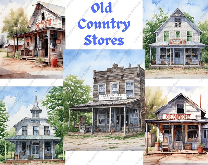 Watercolor Old Country Store, Country Storefront, Storefront, Country ...