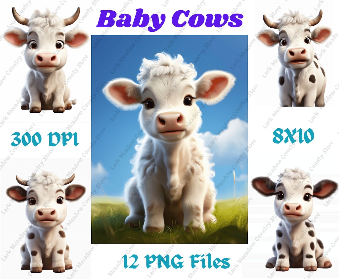 Cow Clipart, Cute Baby Cow Clipart, Cow Images, PNG Files, Commercial ...