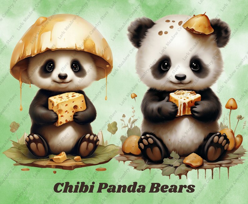Panda Bear Clipart, Kawaii-chibi Panda Bear Clipart, Cute Panda Bears, PNG Files, Commercial Use ...
