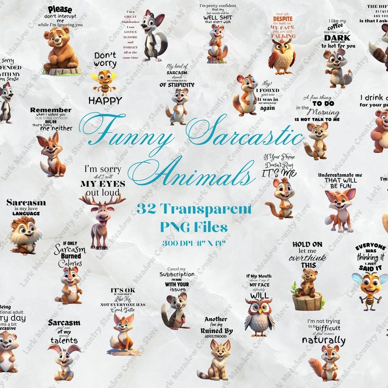 Funny Animals Clip Art - Etsy