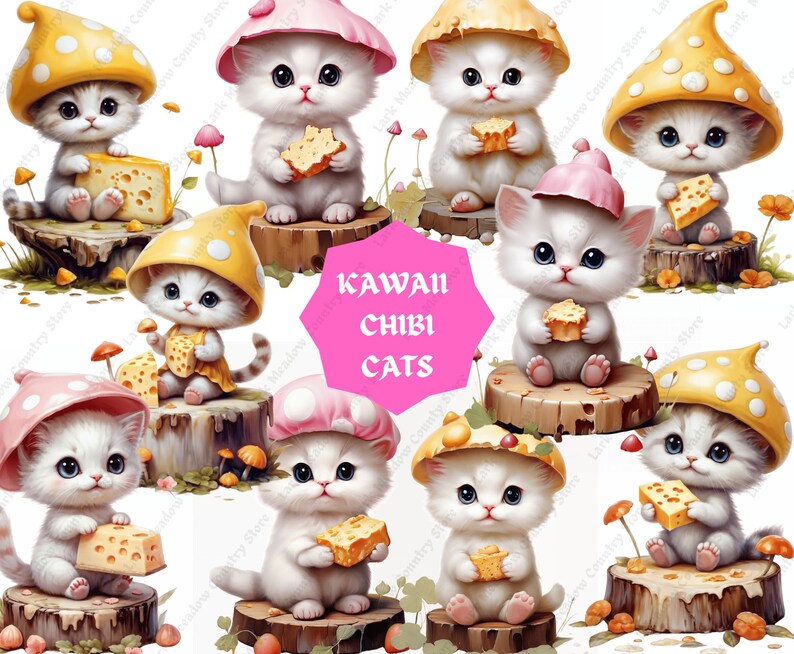 Kawaii Cat Clipart, Kawaii Kitten Clipart, Cute Kitten Clipart, Kawaii ...