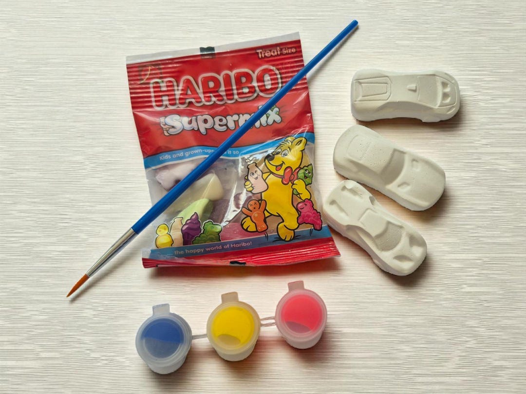 Paint Your Own Cars Kit – Plaster Craft Set With Paints, Brush, Sweets ...