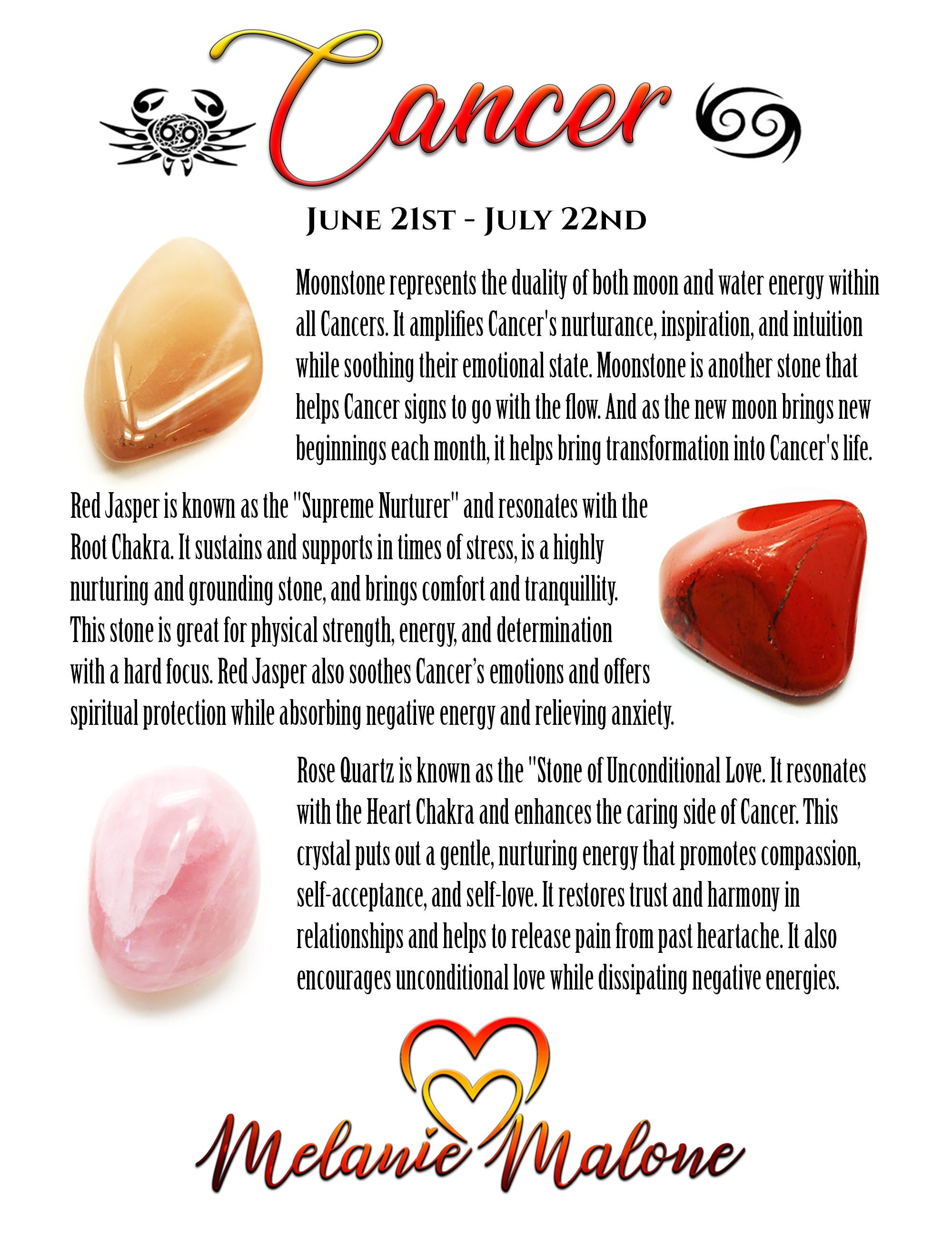 Cancer Zodiac Crystals Tumbled Healing Crystal Set Etsy