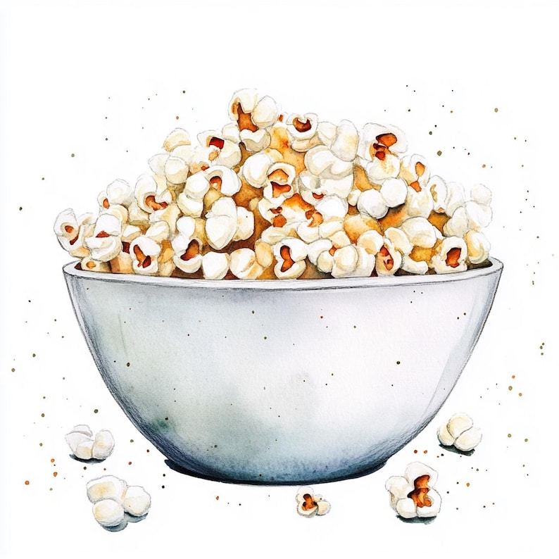 10 Printable Popcorn, Popcorn Print, Popcorn in Bowl, High Quality PNG ...