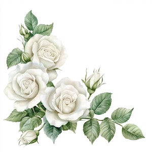 10 Printable White Roses Corner, White Roses Corner, Summer Flowers ...