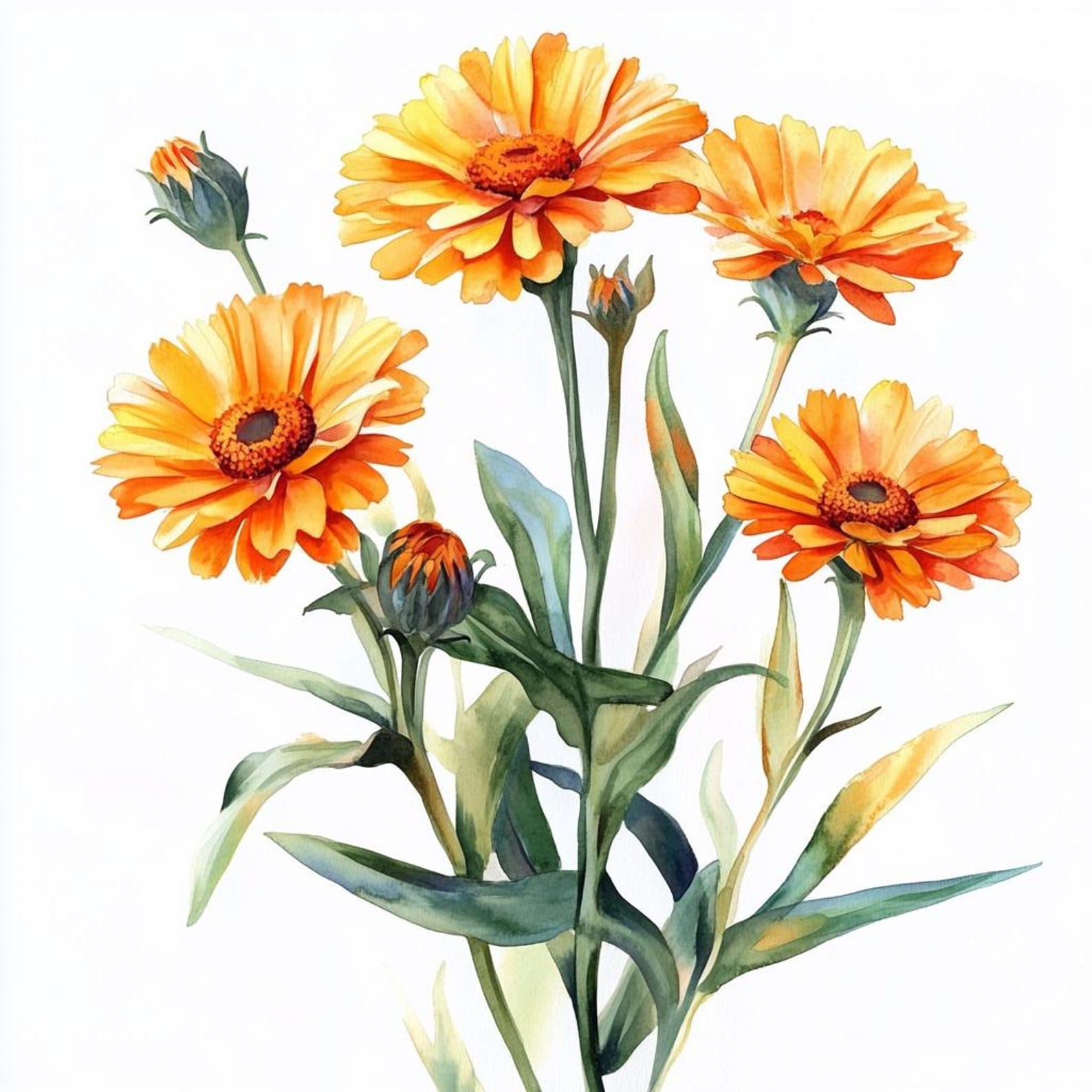 10 Printable Calendula, Calendula Flower, Summer Flowers, Calendula PNG ...