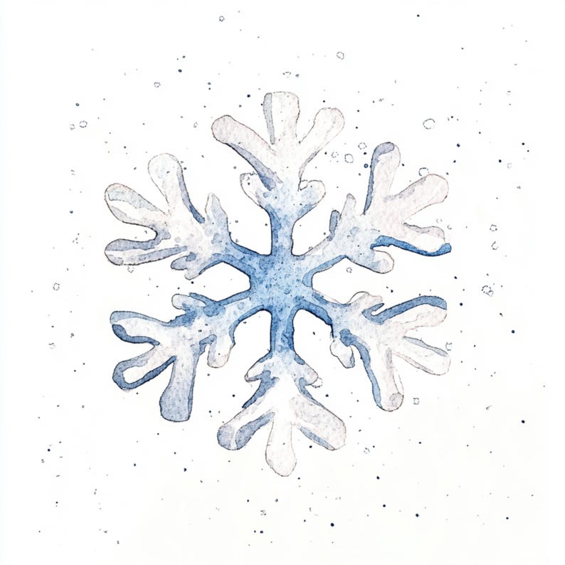 10 Printable Snowflakes, Watercolor Snowflakes, Winter Snow Clipart ...