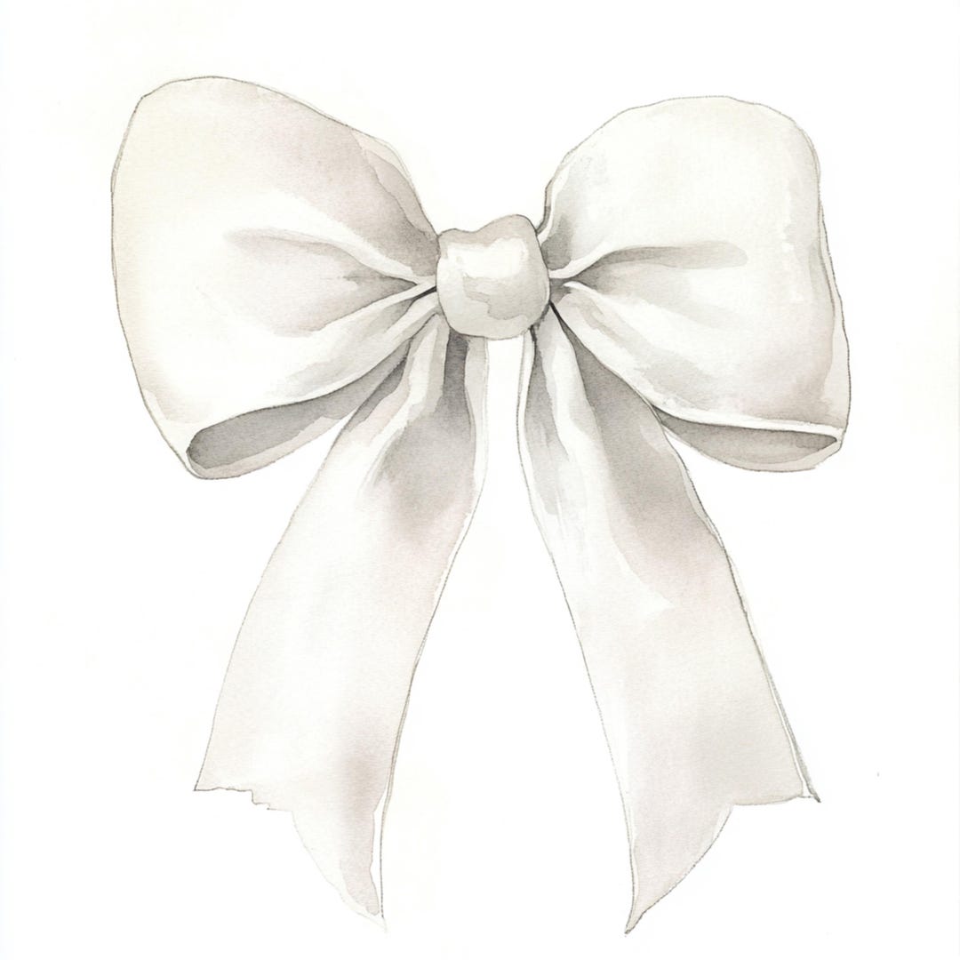 10 Printable White Bow Clipart, Watercolor White Bows Art, White Bows ...