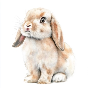 10 Printable Sitting Rabbit Clipart, Bunny Art, Watercolor Art, Cute ...