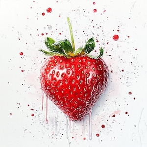 10 Printable Strawberry, Strawberry Art, Strawberry Print, High Quality ...