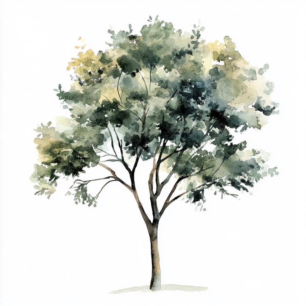 10 Printable Tree, Minimalist Tree Print, Watercolor Trees, Green ...