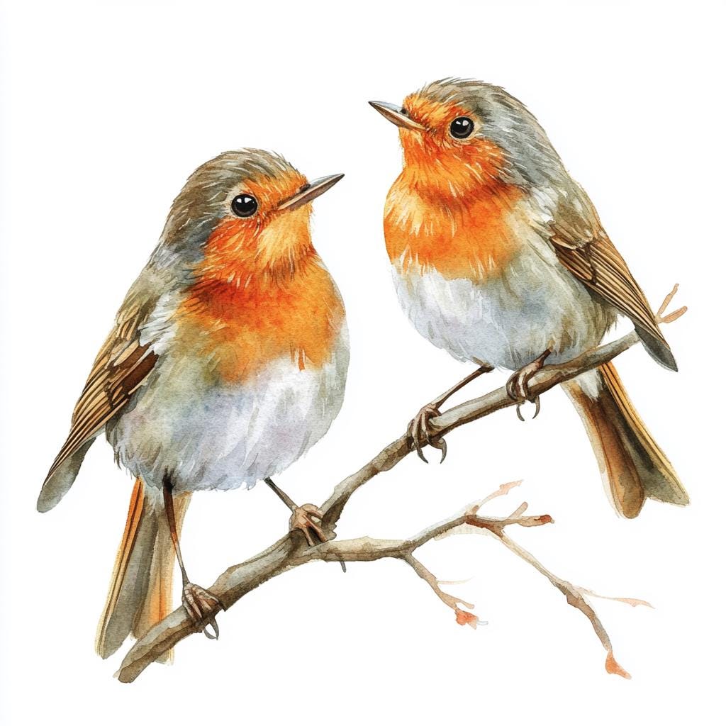 10 Printable Robin Clipart, Bird Robin Art, Watercolor Art, Cute ...