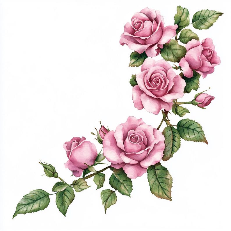 10 coins de roses roses à imprimer, coin de roses roses, fleurs d'été ...