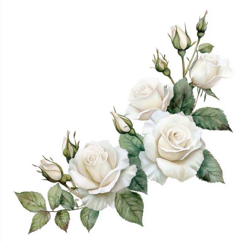 10 Printable White Roses Corner, White Roses Corner, Summer Flowers ...