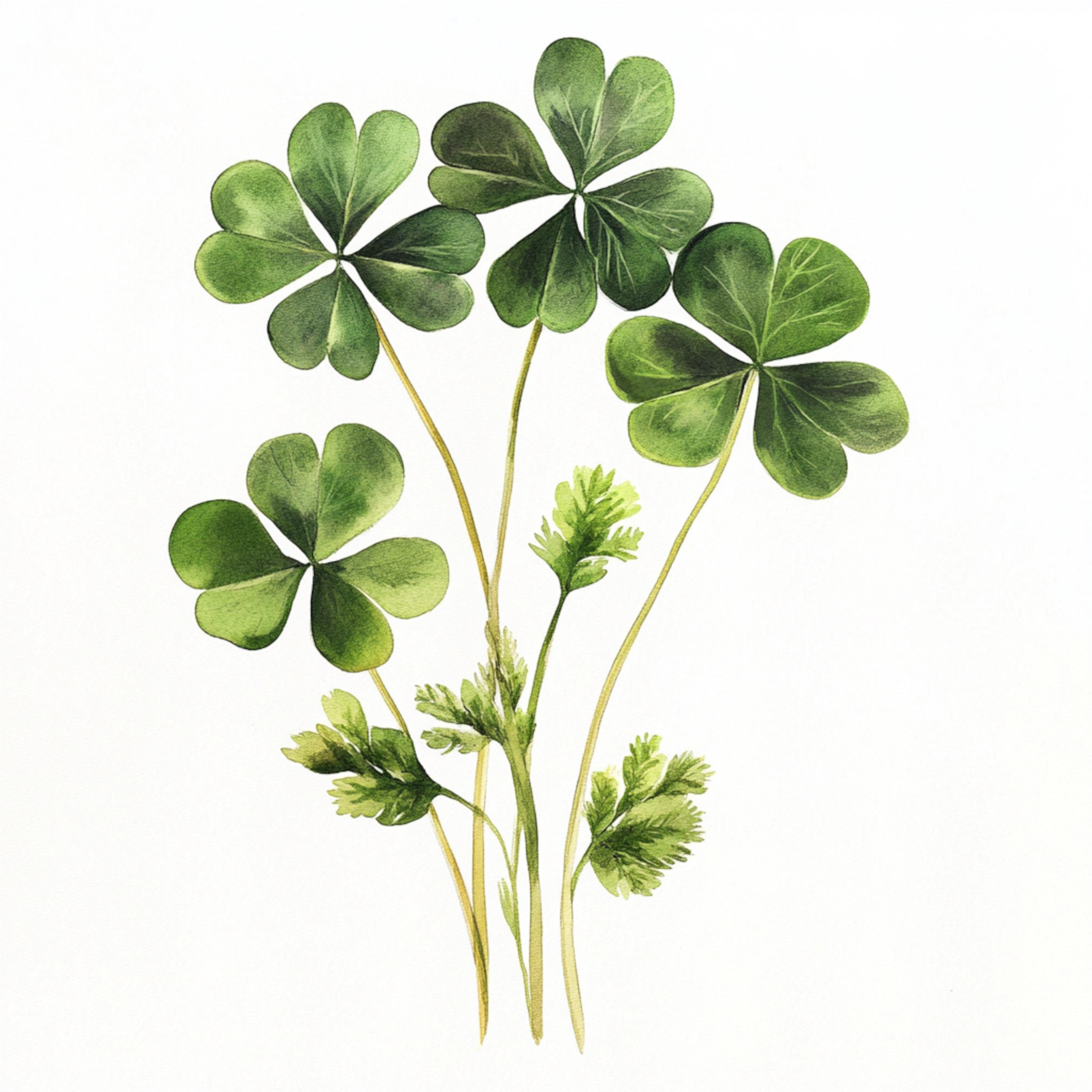10 Printable Clover, Green Leaves Art, Watercolor Spring Clover, Clover ...
