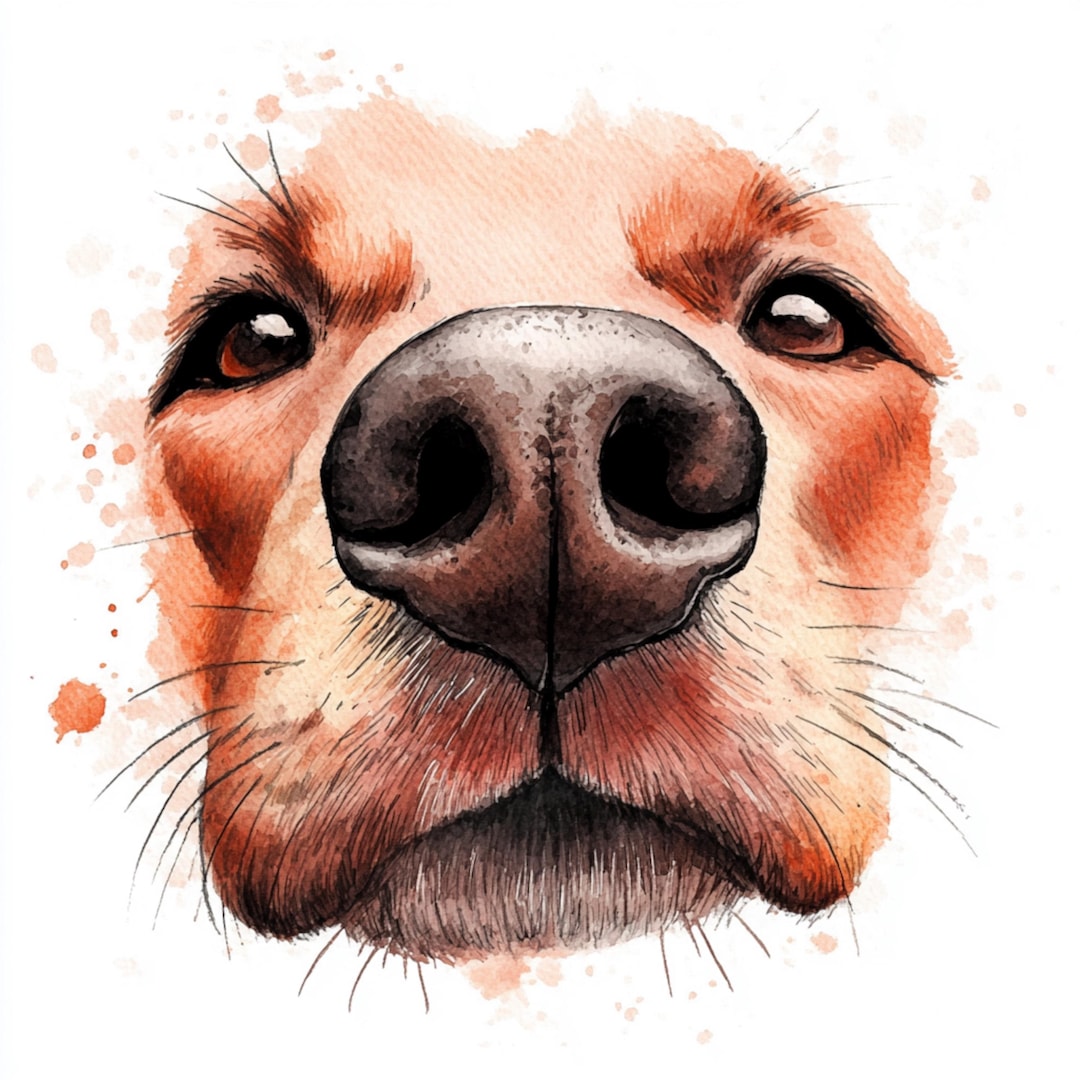 10 Printable Dogs Nose Clipart, Noses Clipart, Watercolor Dog Nose Art ...
