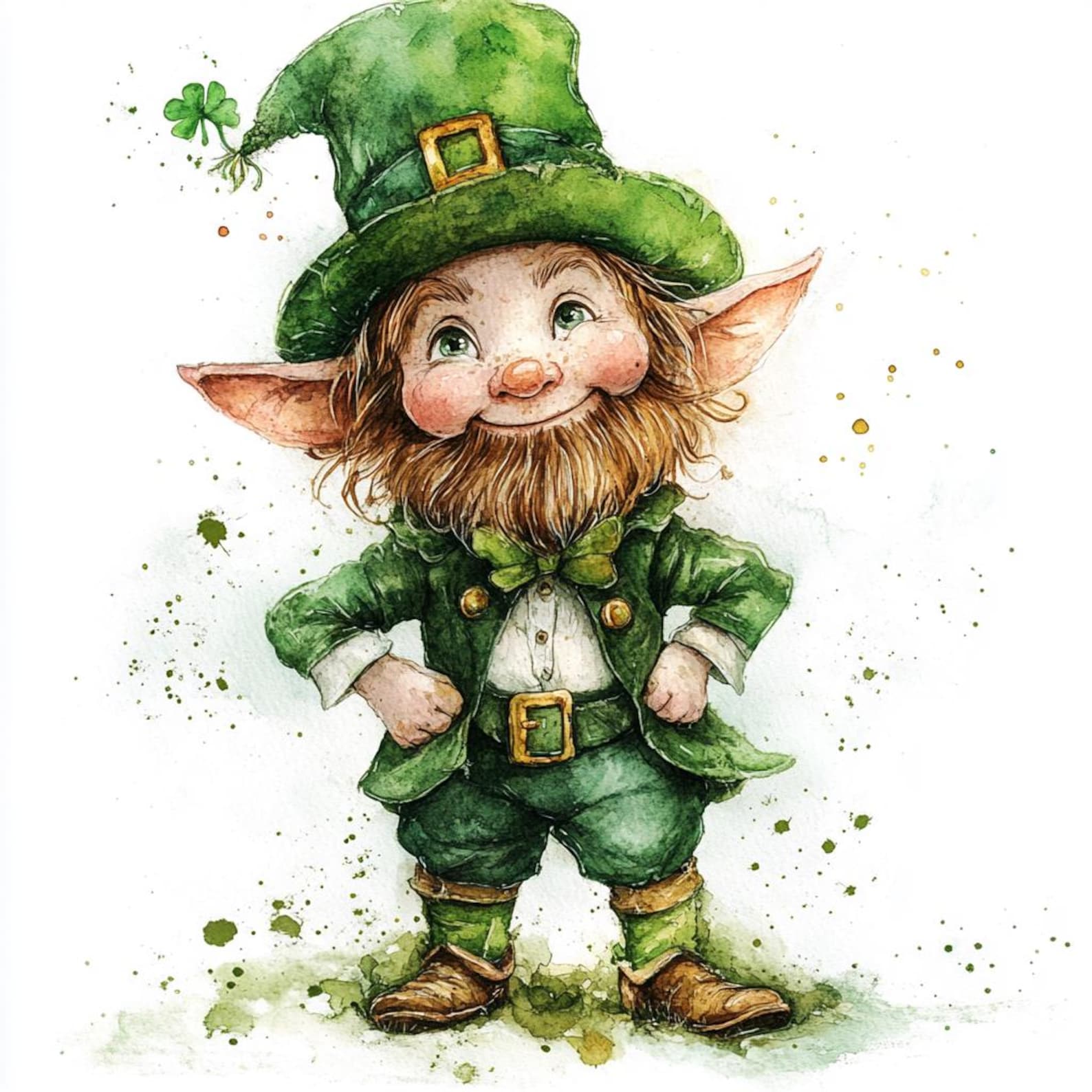 10 Printable Leprechaun Art, Watercolor Leprechaun, Fairy Clipart ...