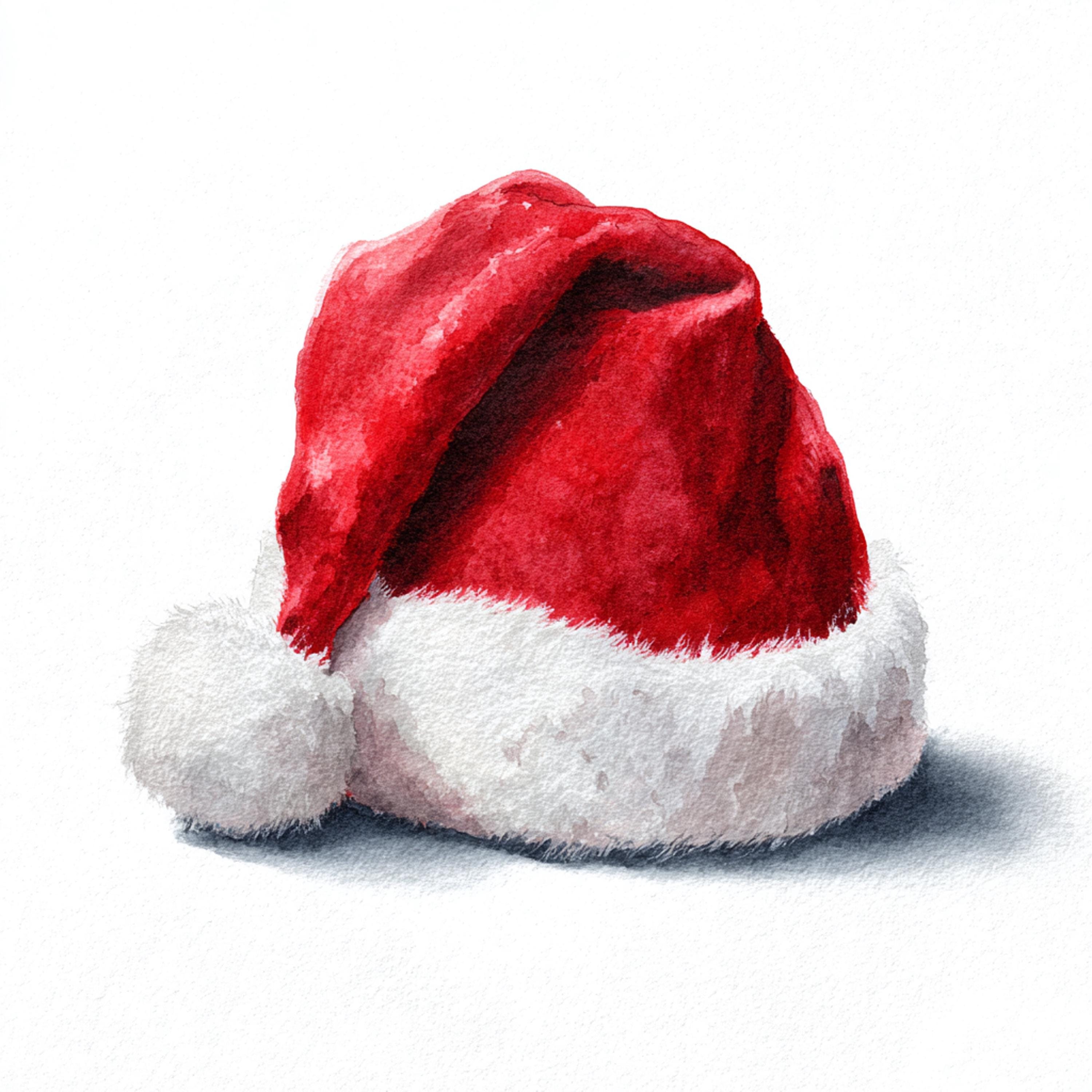 12 Printable Santa Hat, Christmas Santa Clause Hat, Watercolor Rad Hat ...