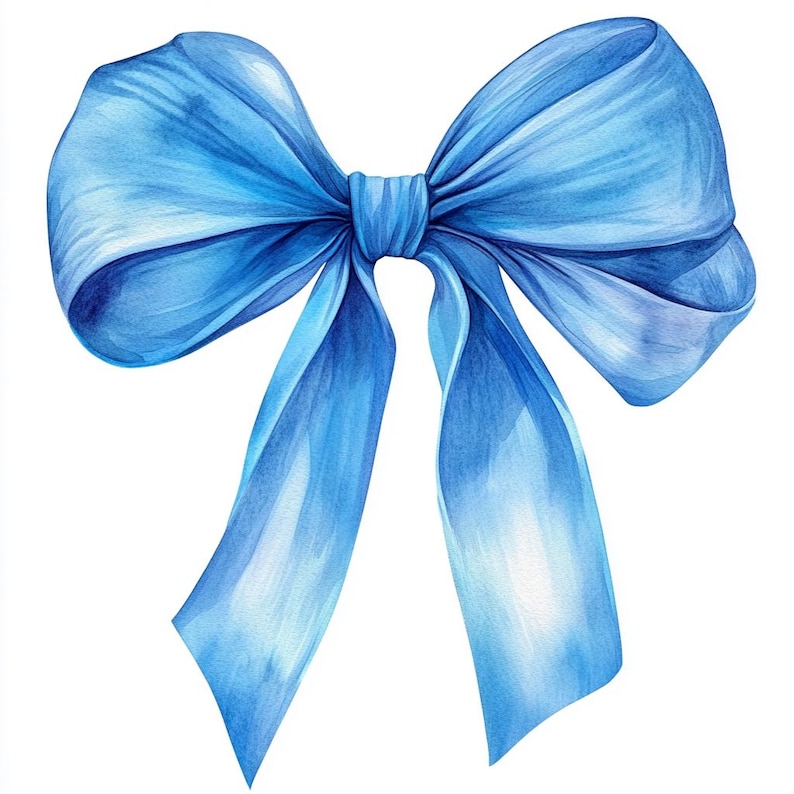 10 Printable Blue Bow Clipart, Watercolor Blue Bows Art, Blue Bows ...
