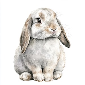 10 Printable Sitting Rabbit Clipart, Bunny Art, Watercolor Art, Cute ...