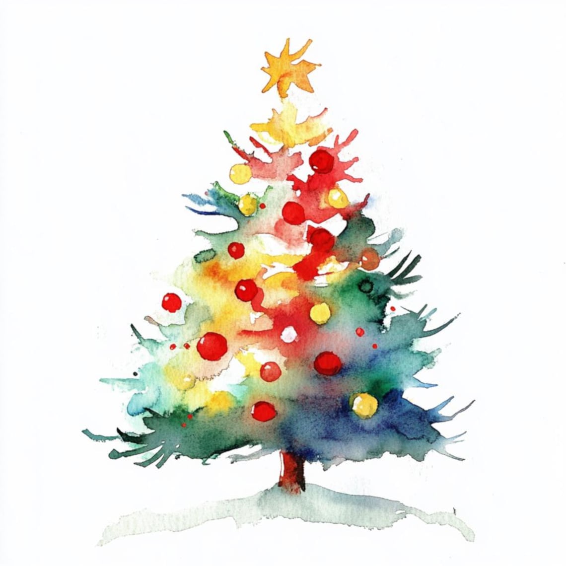 10 Printable Christmas Tree, Watercolor Abstract Tree, Winter Clipart ...