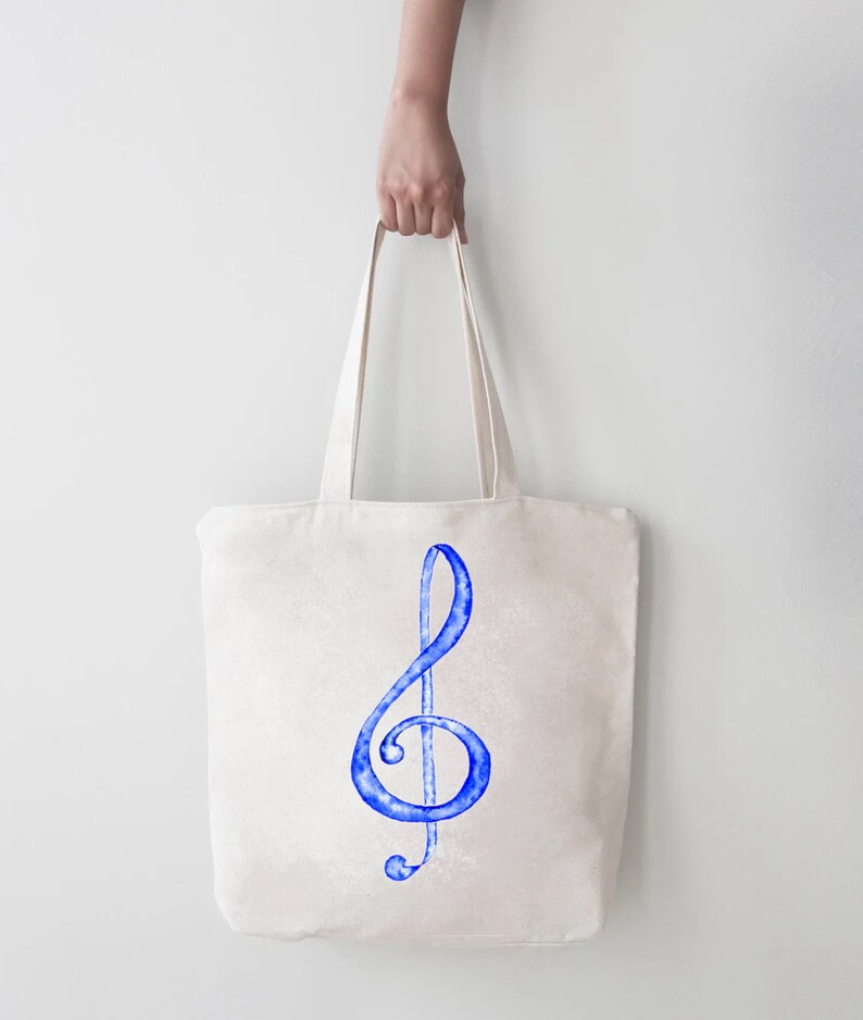 Digital Watercolor Drawing Treble Clef - Blue Musical Treble Clef, Wall ...