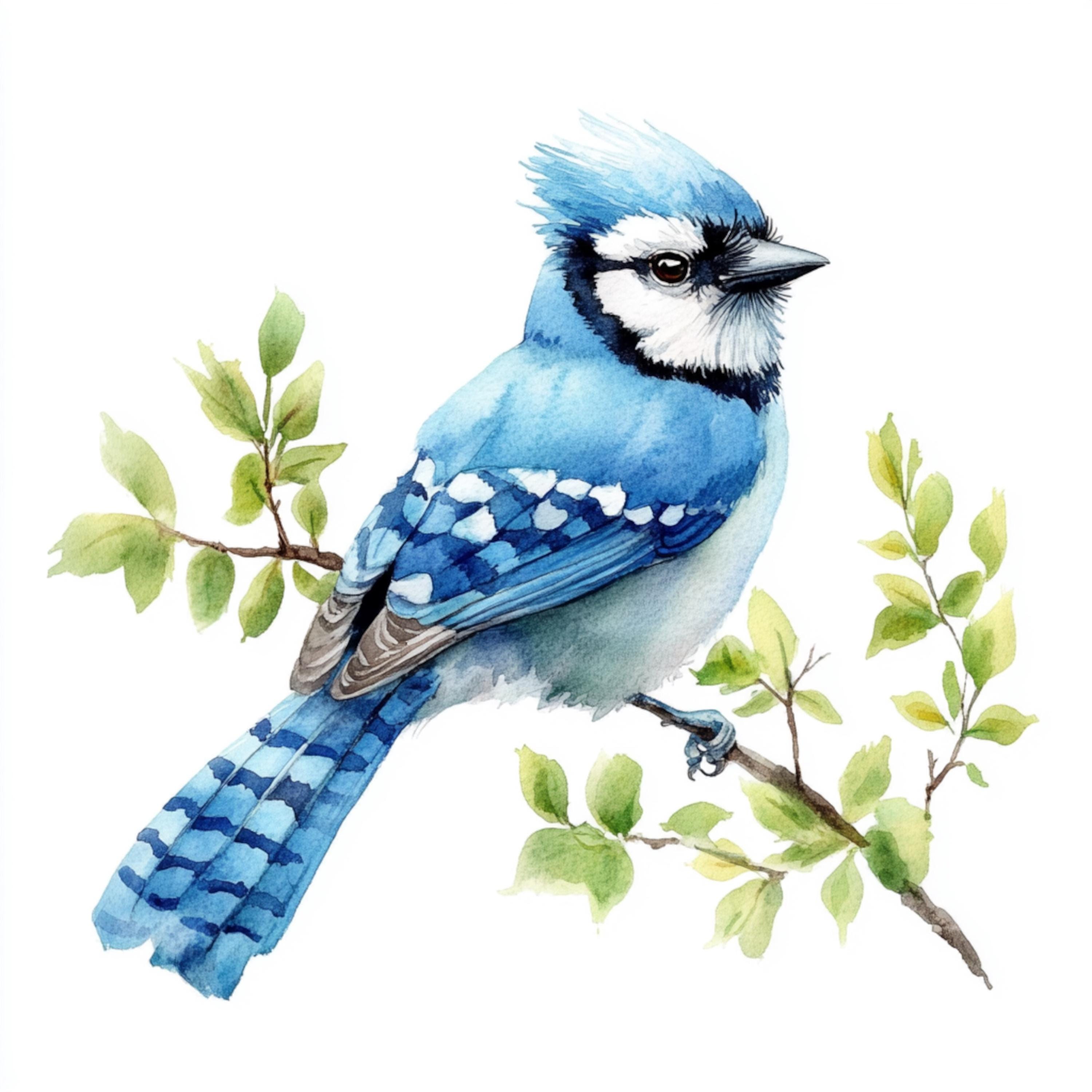 10 Printable Blue Jay, Blue Jay Art, Watercolor Bird, American Bird ...