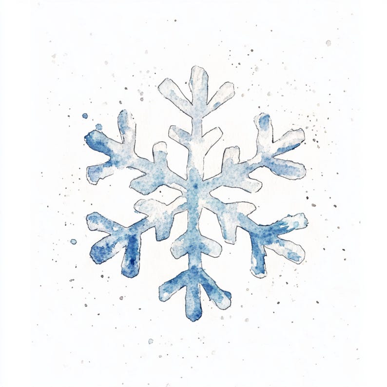 10 Printable Snowflakes, Watercolor Snowflakes, Winter Snow Clipart ...
