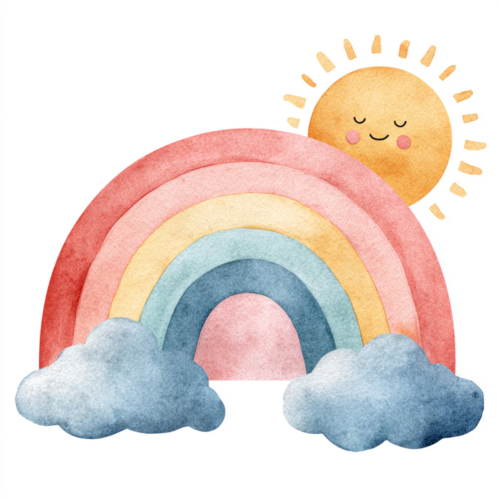 10 Printable Rainbows, Watercolor Rainbow and Sun, Rainbow Clipart ...