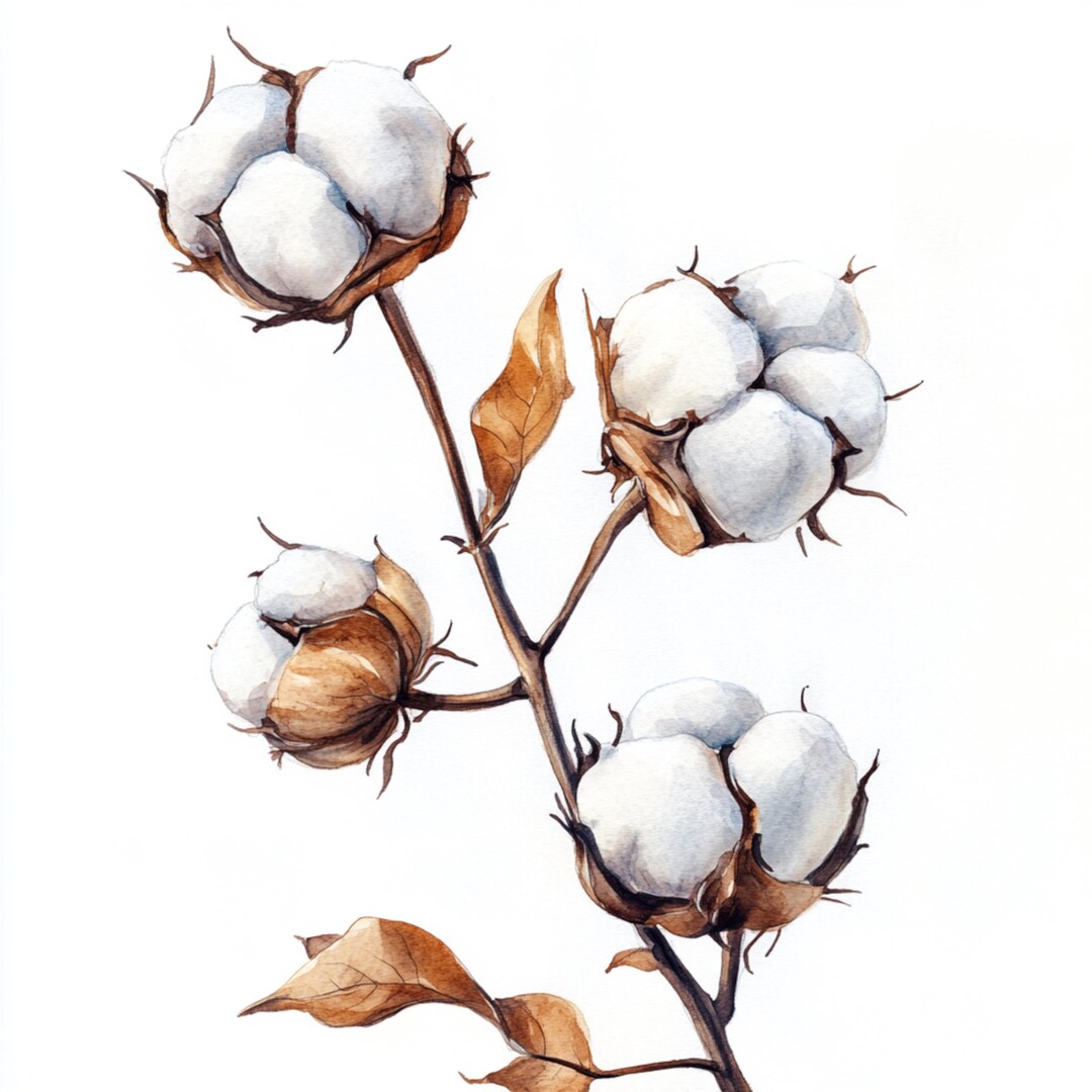 10 Printable Cotton Flowers, Cotton Dry Flowers, Summer Flowers, White ...