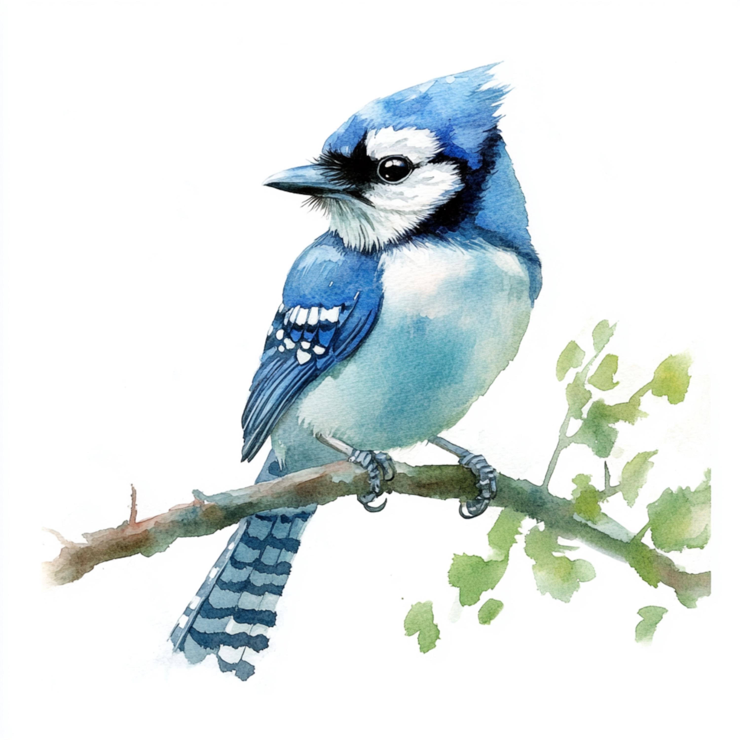 10 Printable Blue Jay, Blue Jay Art, Watercolor Bird, American Bird ...