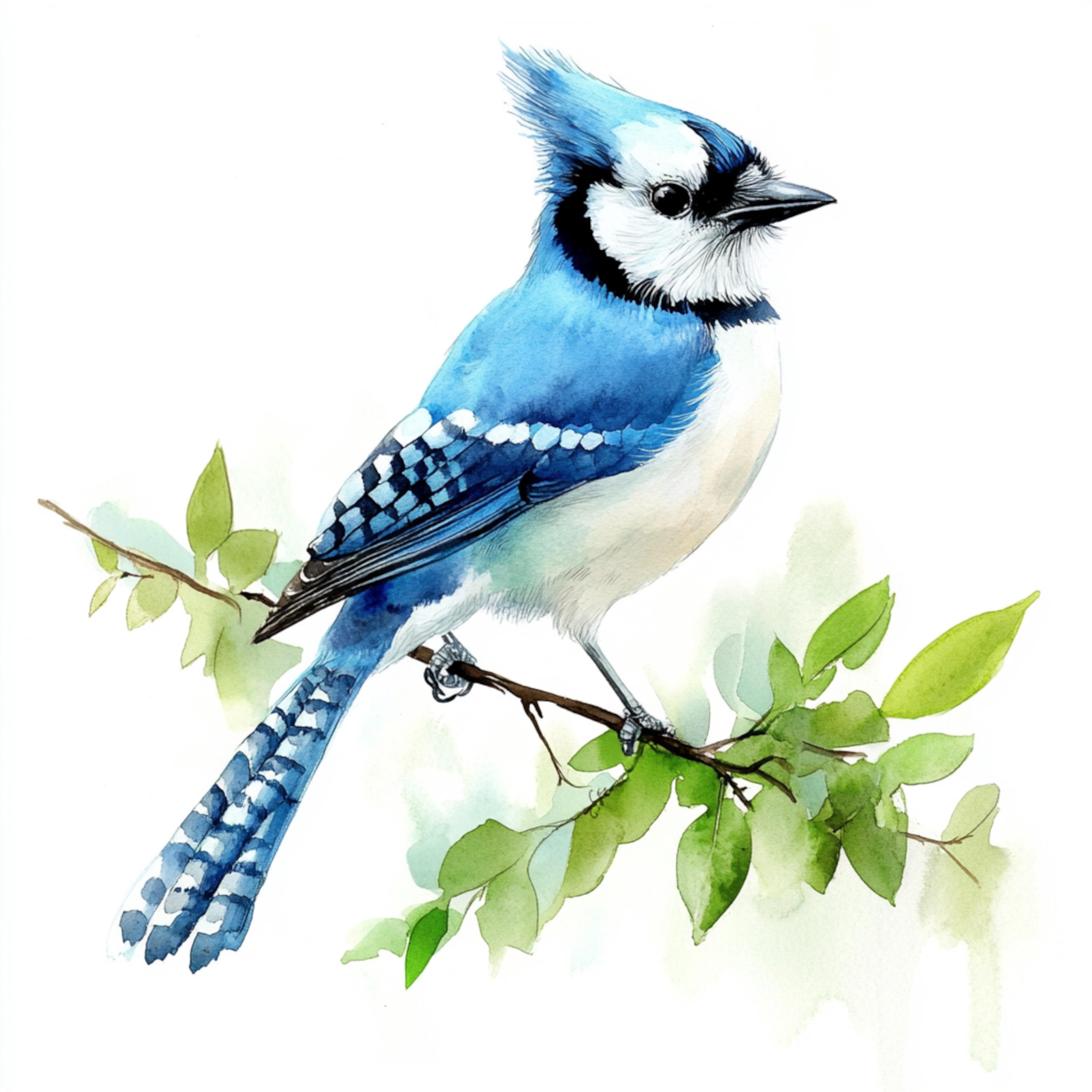 10 Printable Blue Jay, Blue Jay Art, Watercolor Bird, American Bird ...
