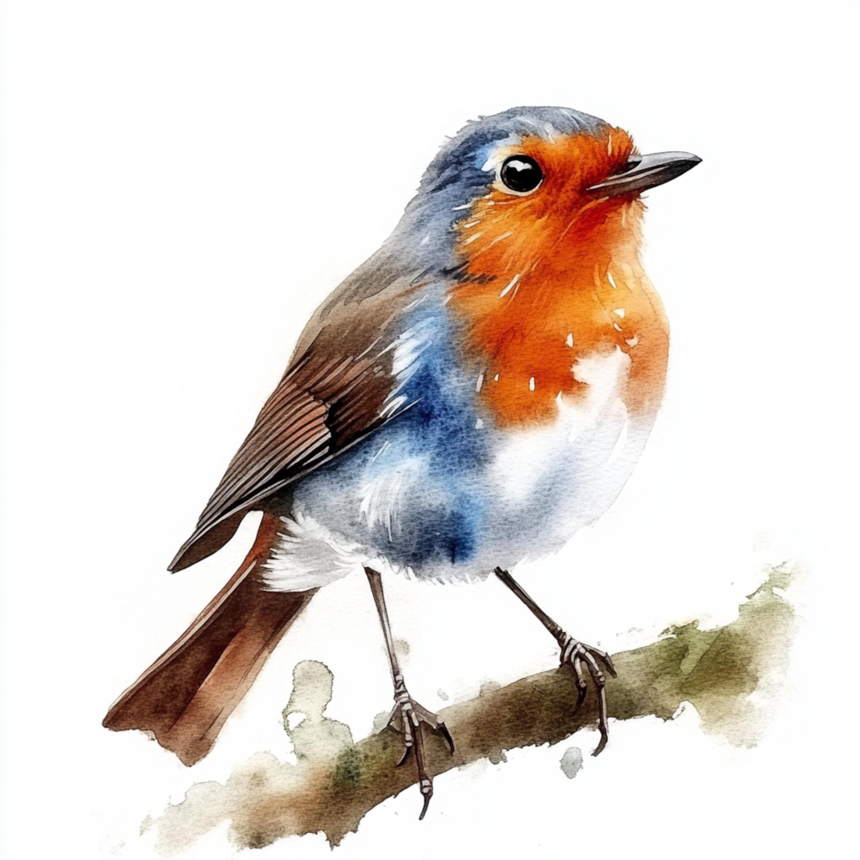 10 Printable Robin Clipart, Bird Robbin Art, Watercolor Art, Cute ...