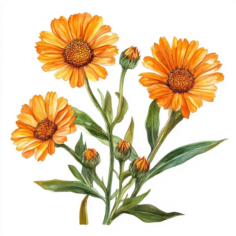 10 Printable Calendula, Calendula Flower, Summer Flowers, Calendula PNG ...