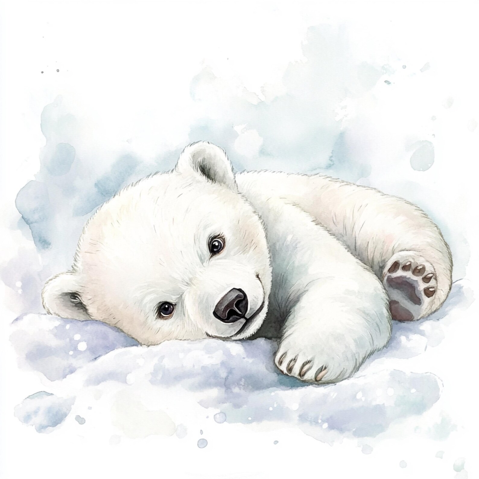 10 Printable White Bear, Polar Bear Print, Watercolor Baby Bear ...