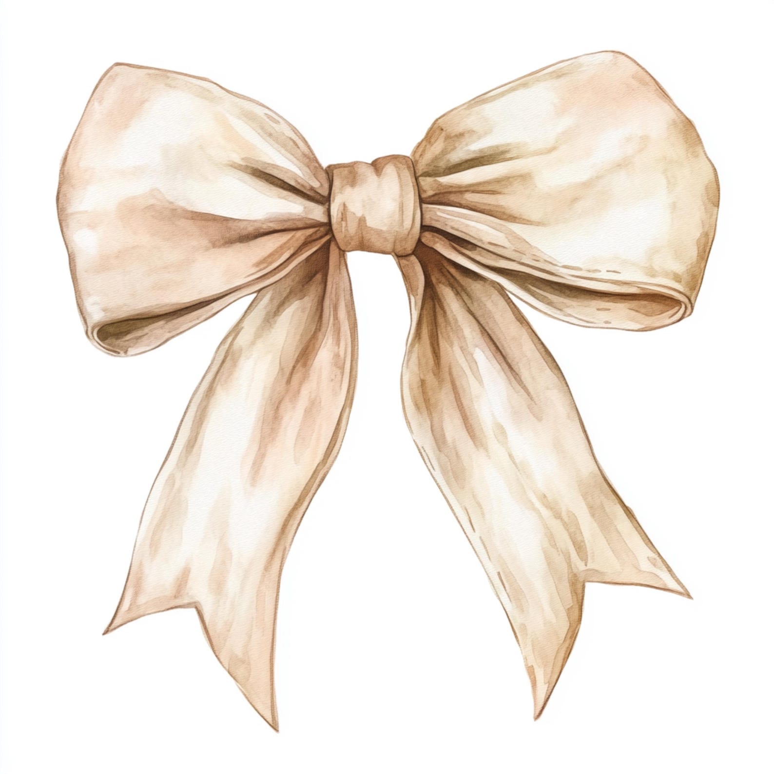 10 Printable Beige Bow Clipart, Watercolor Beige Bows Art, Beige Bows ...
