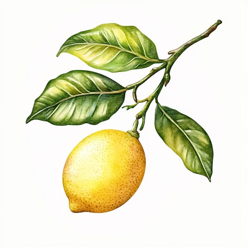 10 Printable Lemons, Fruit Art, Lemon Branch Print, High Quality PNG ...