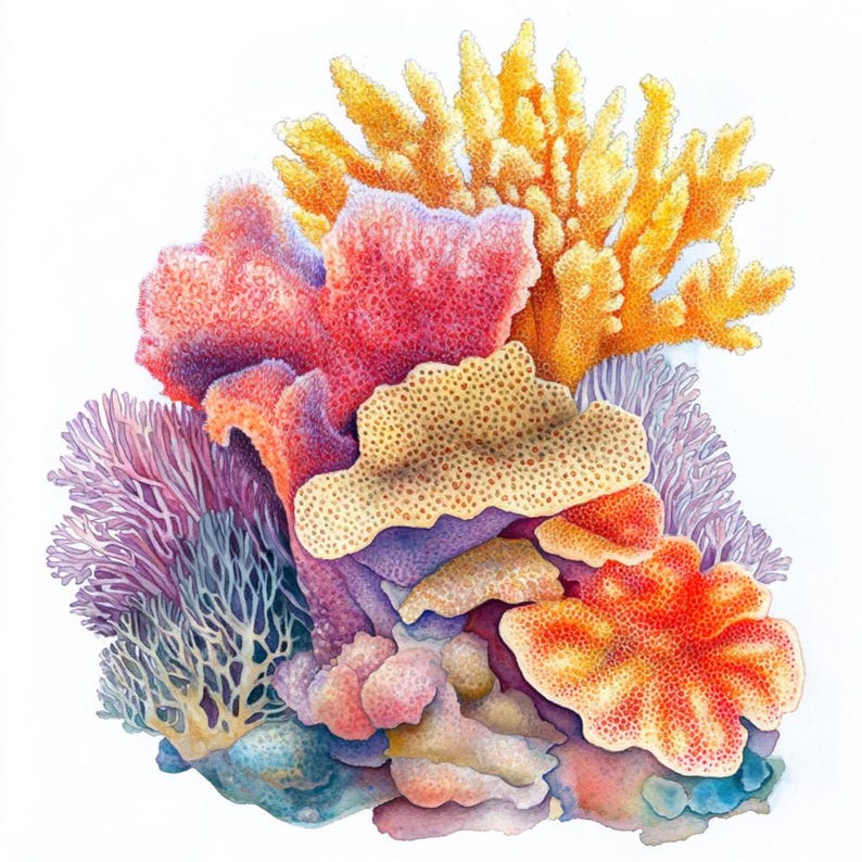 10 Printable Corals, Sea Flowers Art, Nautical Jpgs, Corals Print, High ...