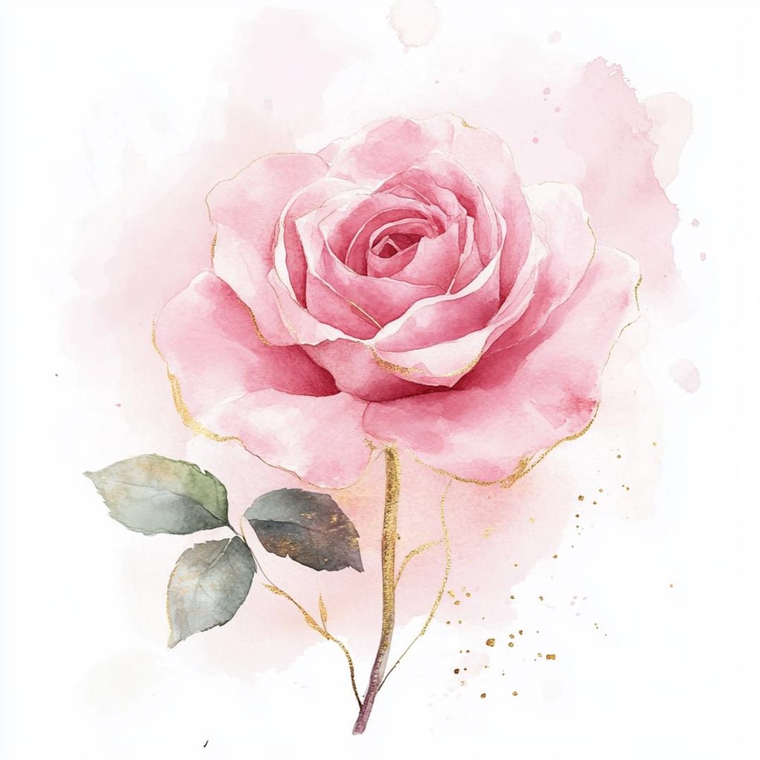 10 Printable Pink Roses, Pink Abstract Rose, Pink Gold Flowers, Roses ...