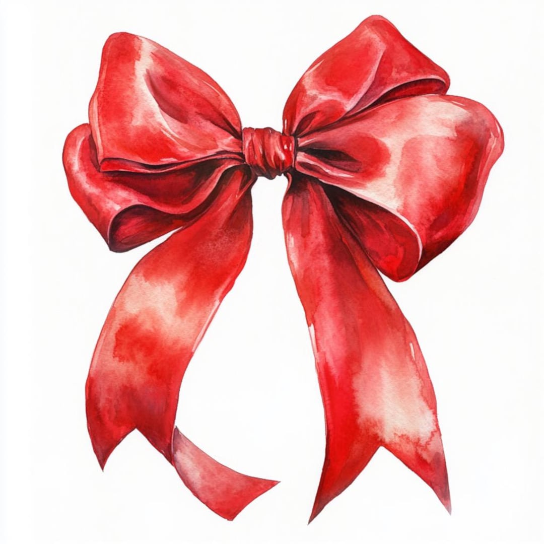 10 Printable Red Bows, Watercolor Red Bows Art, Red Bows Clipart, Red ...