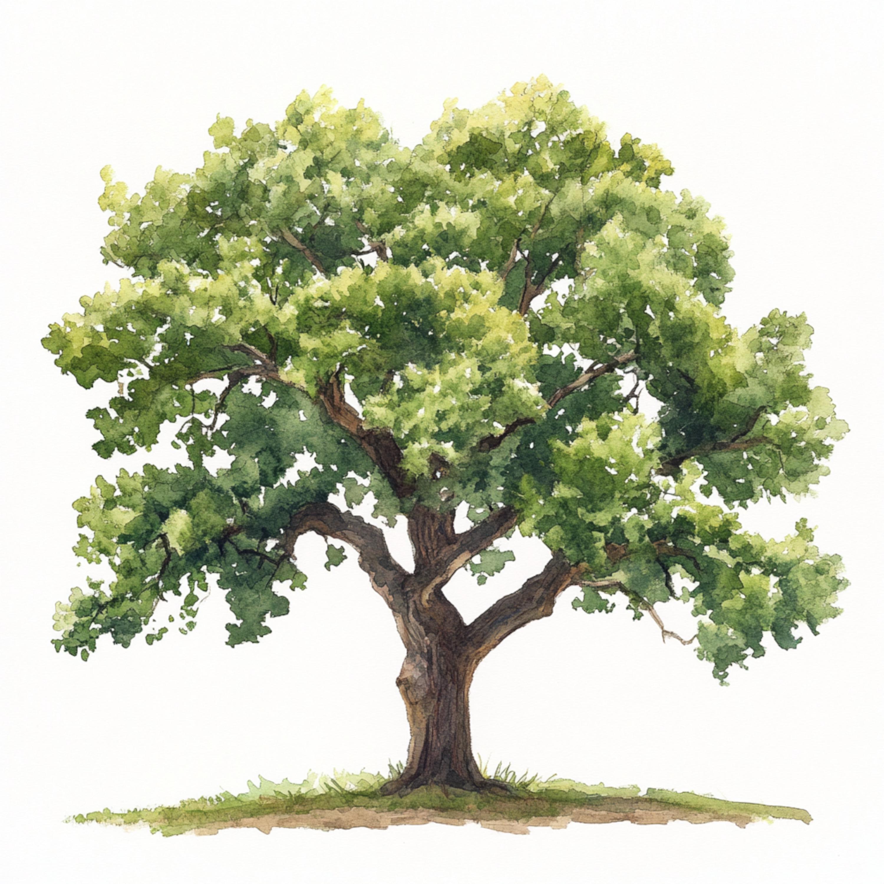 10 Printable Oak Tree, Oak Tree Print, Watercolor Oak Tree, Oak Jpgs ...