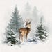 12 Printable Deer in Snowy Forest, Christmas Deer Print, Watercolor ...