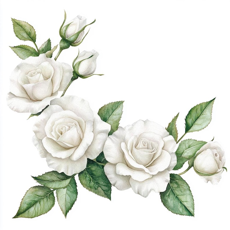 10 Printable White Roses Corner, White Roses Corner, Summer Flowers ...