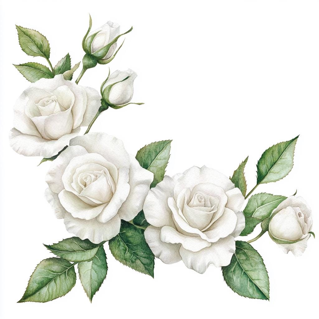 10 Printable White Roses Corner, White Roses Corner, Summer Flowers ...